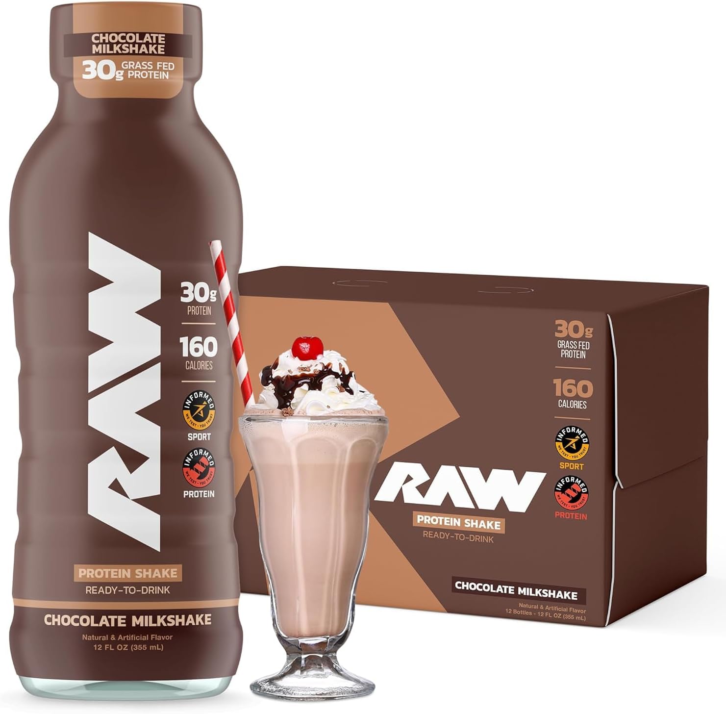 Amazon.com : RAW Ready-to-Drink Protein Shake, Chocolate - RTD Protein ...