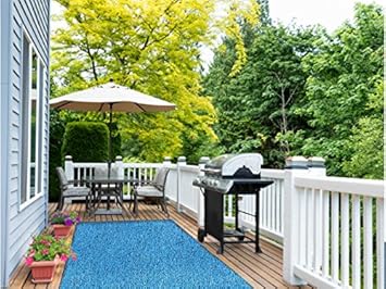 6'x8' MARINA BLUE INDOOR/OUTDOOR ARTIFICIAL TURF GRASS CARPET RUG WITH ...