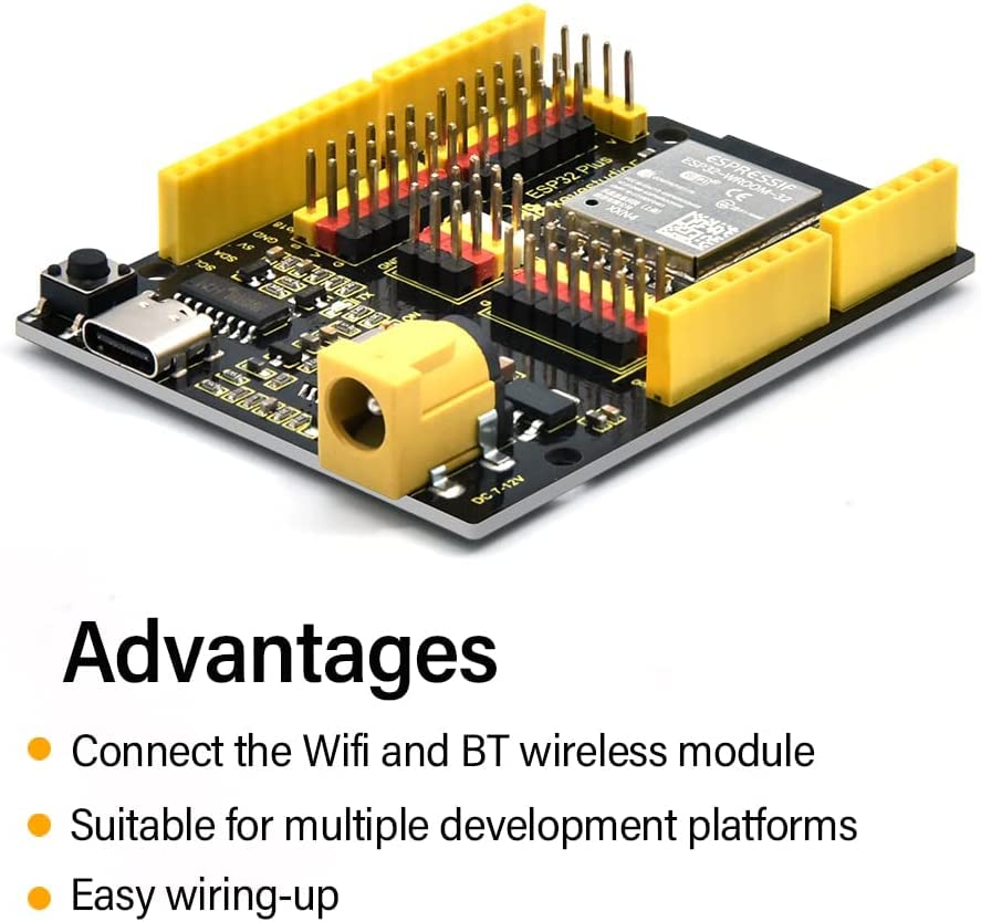 KEYESTUDIO ESP32 WROOM Development Board, Support WiFi and Bluetooth, Compatible with Arduino ...