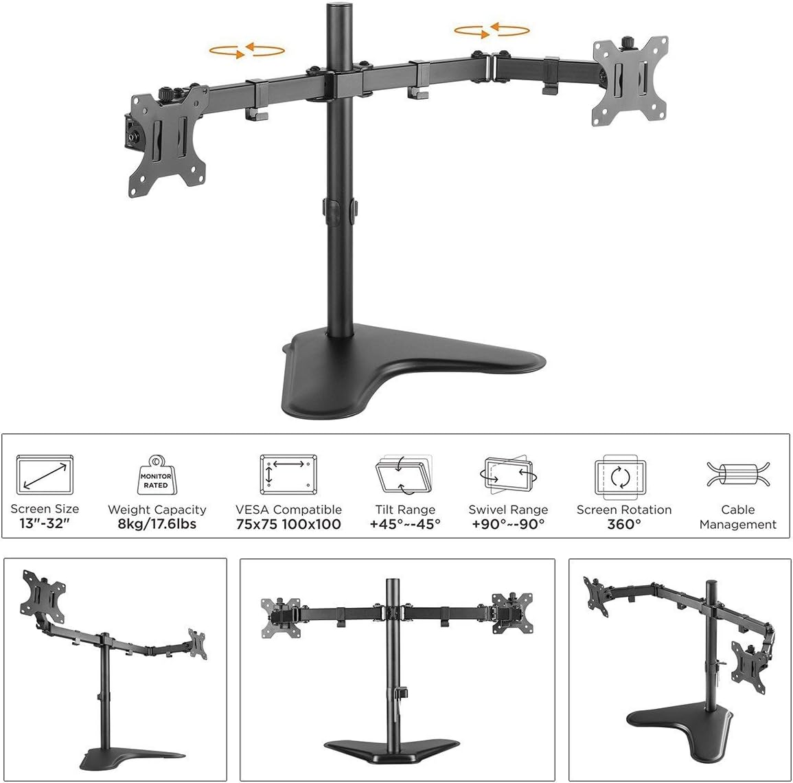 Boost Freestanding Tabletop Height Adjustable Full Motion LCD Screen ...