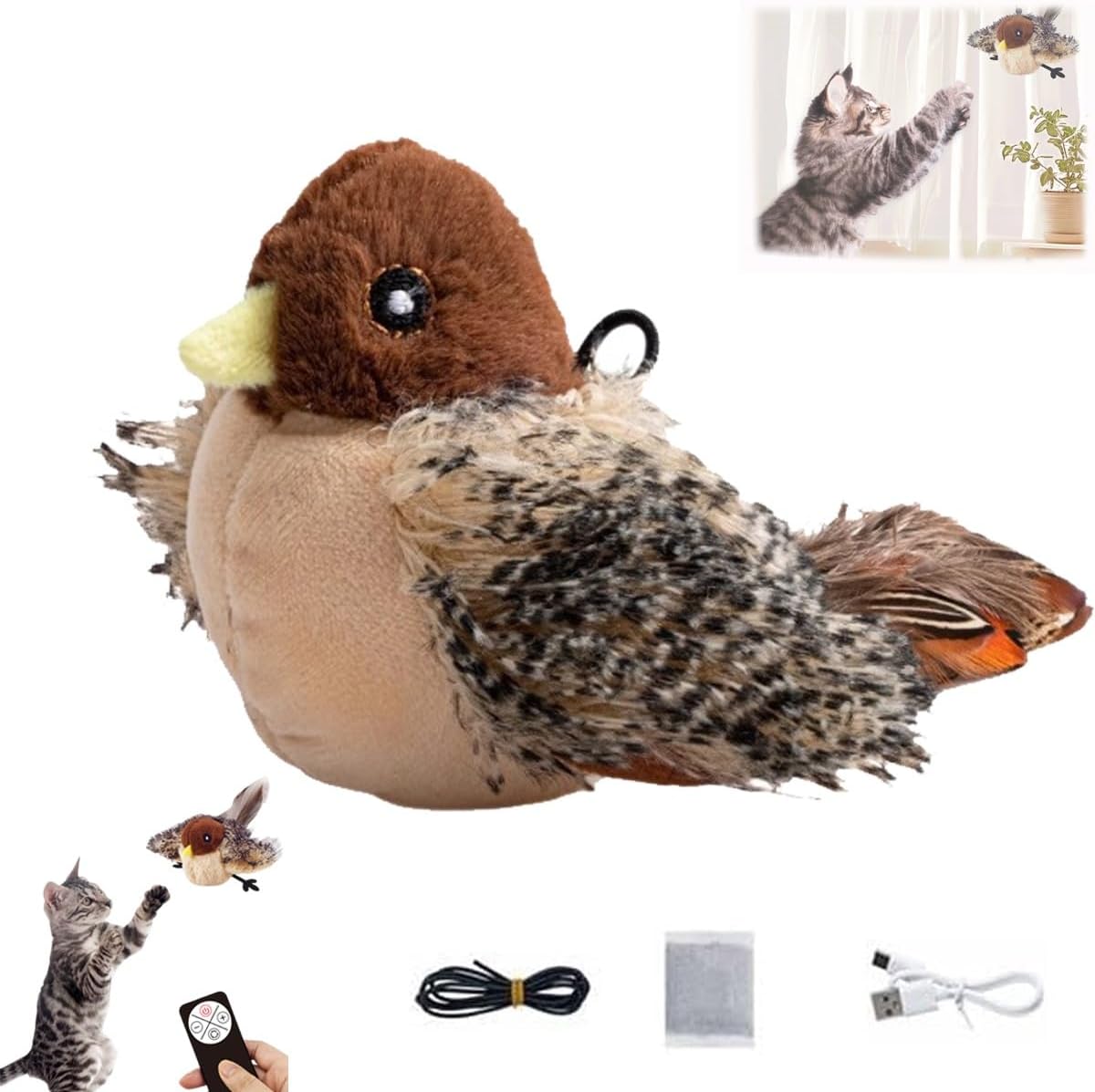 Amazon.com: Cat Birdchase Toy, Interactive Flappy Bird, Realistic ...