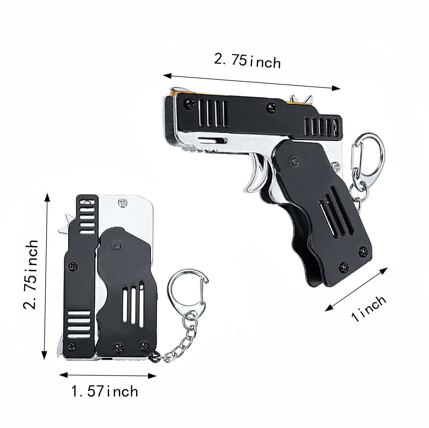 Tatibana Rubber Band Gun, Folding Rubber Band Gun Keychain with 60pcs ...
