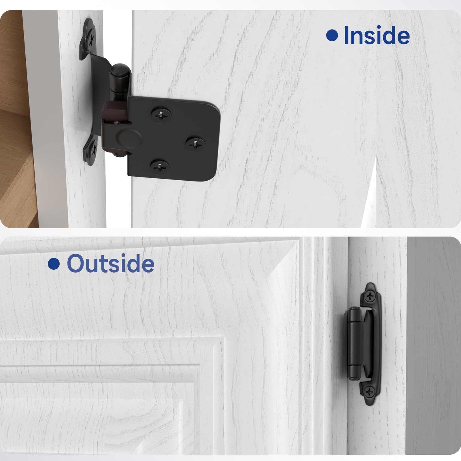 Snapklik.com : HOSOM 50 Pack Black Cabinet Hinges, 1/2" Overlay Cabinet Door Hinges For Kitchen ...