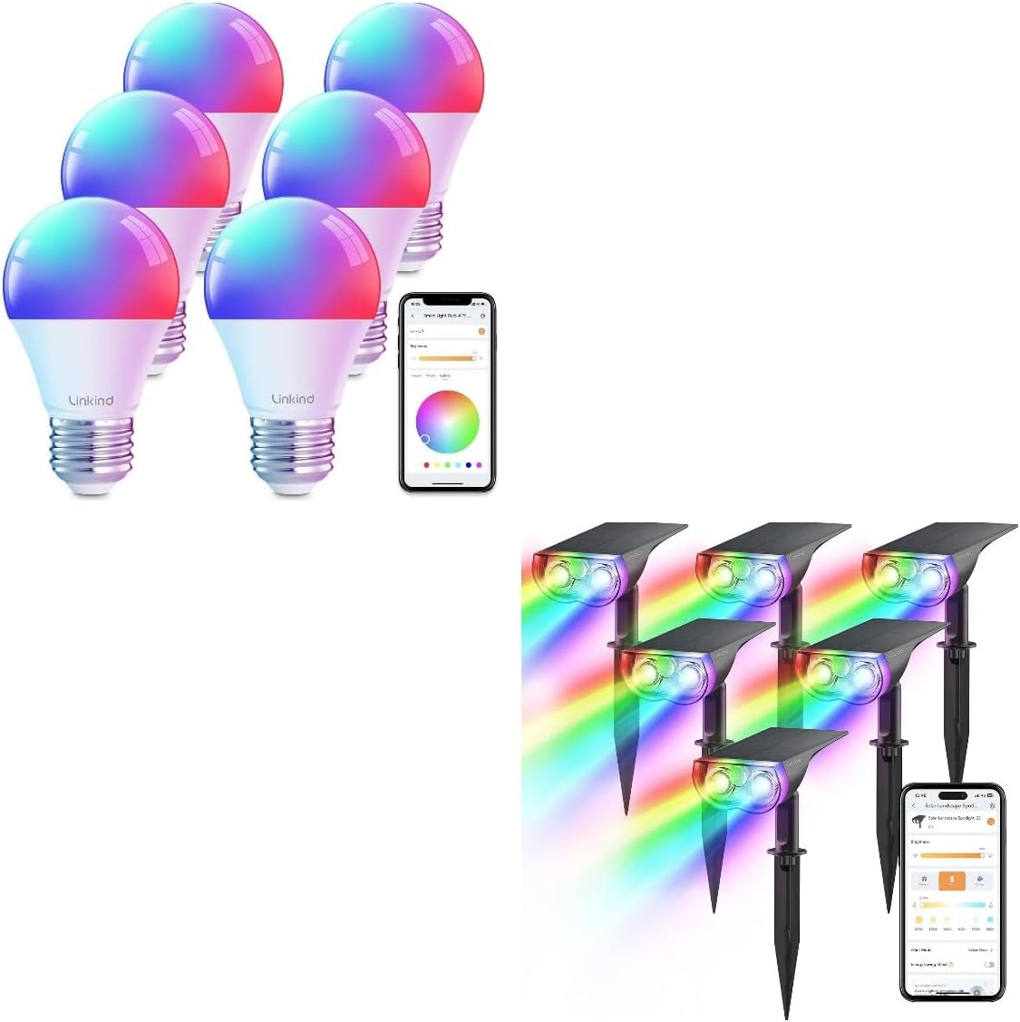 Linkind Smart WiFi Light Bulbs, Work with Alexa & Google Home, RGBTW ...