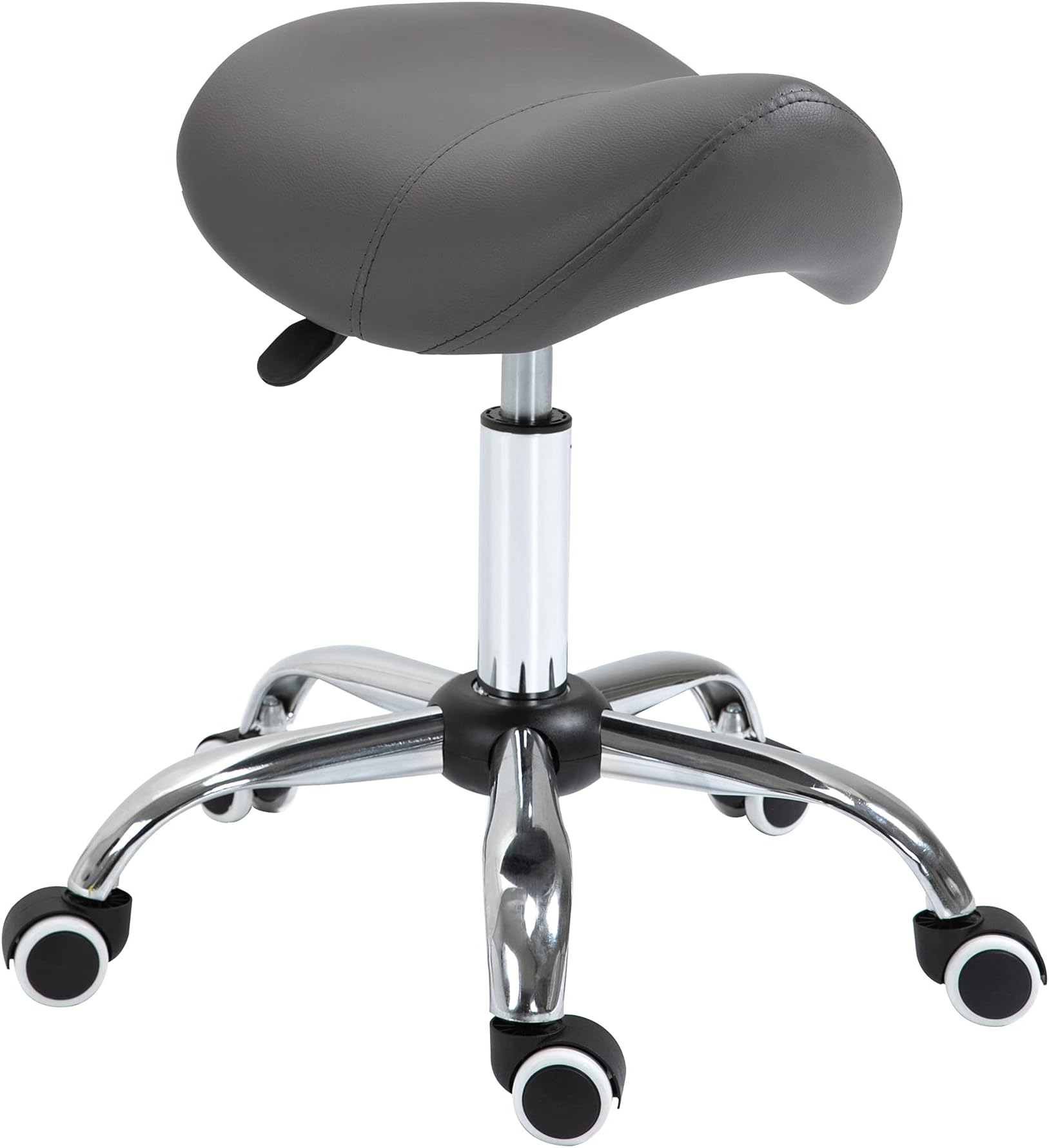 Amazon.com: HOMCOM Ergonomic Rolling Saddle Stool PU Leather Hydraulic ...