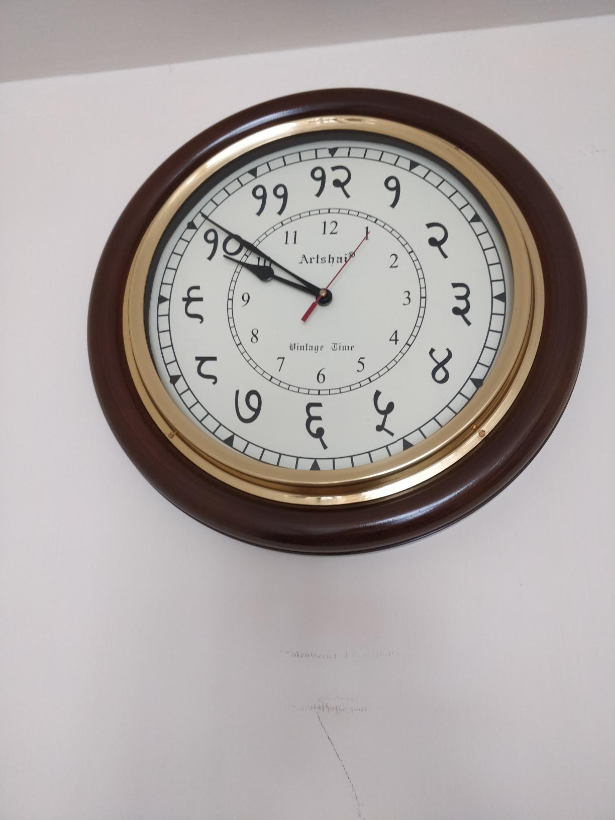 Buy Artshai Wood Hindi Devanagari Digits Numbering Antique Wall Clock ...