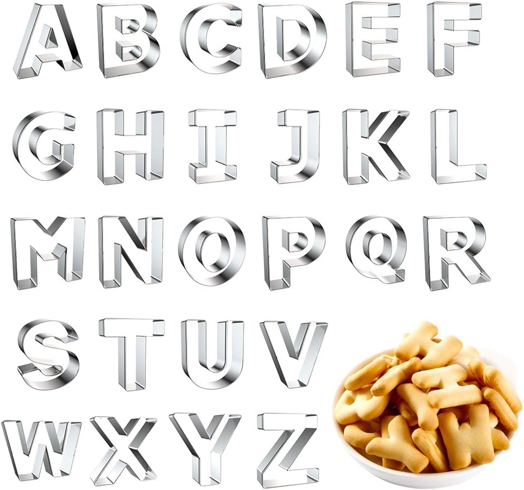 Amazon.com: Alphabet Letter Cookie Cutters Shapes Large 3 Inch - 26 Pcs ...
