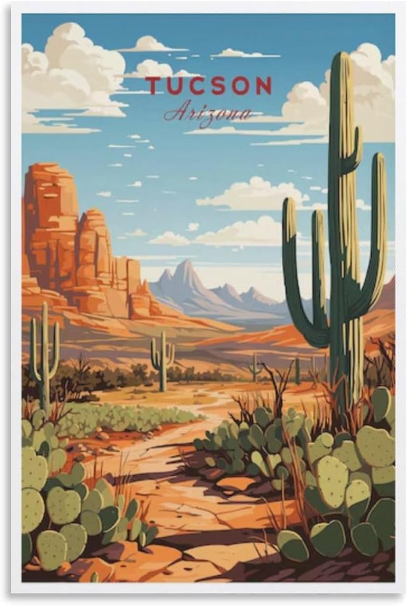 Amazon.com: Tucson Arizona (2) Travel Poster Print Canvas Wall Art ...