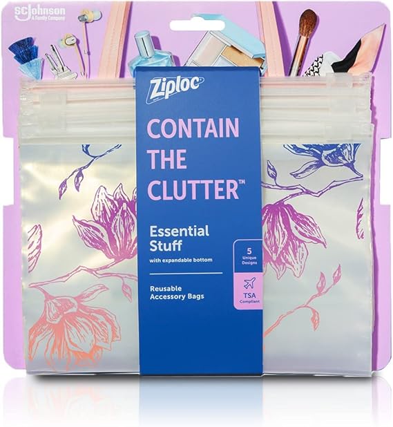 Amazon.com: Ziploc Contain the Clutter Reusable Makeup and Accessory Bags