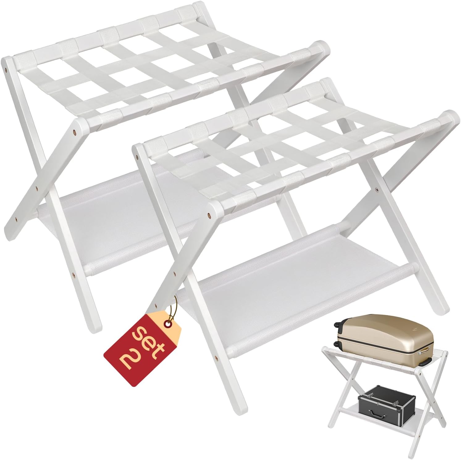 Amazon.com: Luggage Rack for Guest Room, Folding Suitcase Stand for ...
