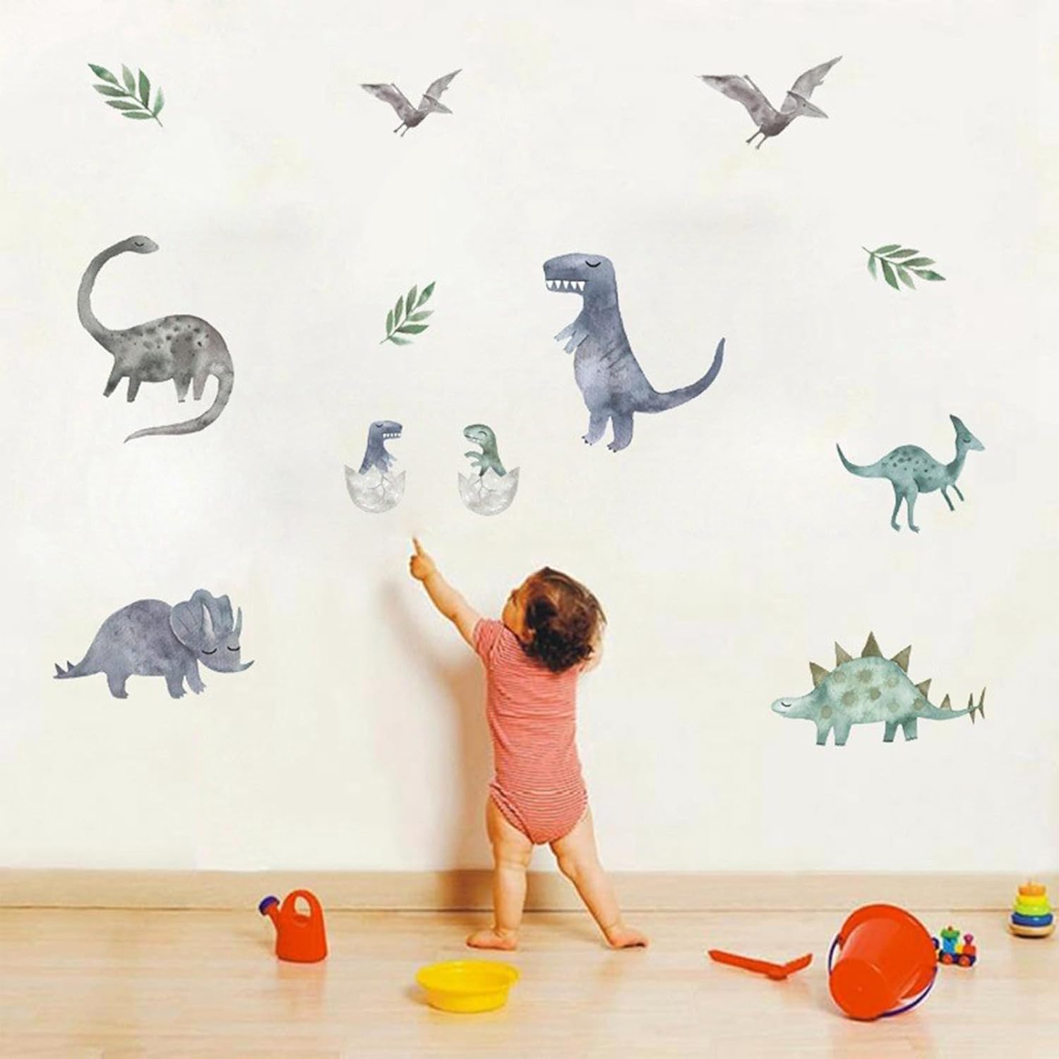 Amazon.com: Pastels Cute Dinosaur Wall Decals, Vibrant Vinyl Stickers ...