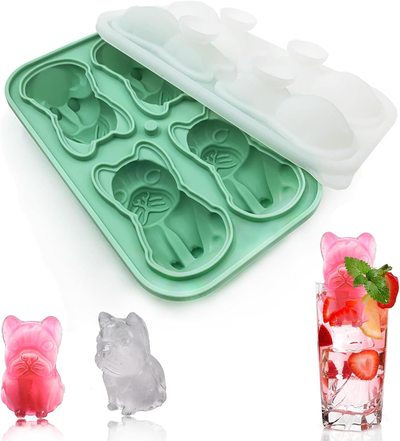 Amazon.com: Ice Cube Mold Dog Shapes, French Bulldog Ice Cube Tray，4 ...