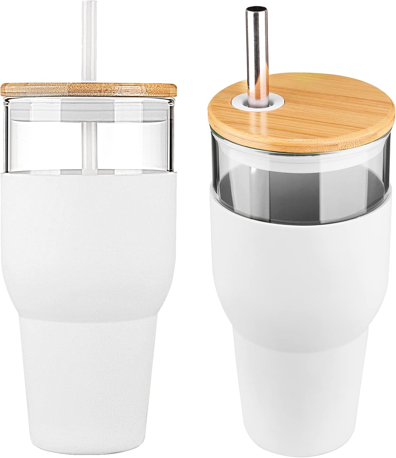 Amazon.com | kytffu 32oz Glass Tumbler with Straw and Lid, Reusable ...