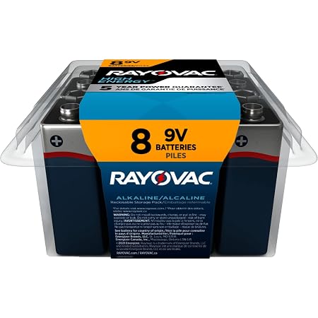 Amazon.com : Rayovac 9V Batteries, 9 Volt Battery Alkaline, 8 Count ...