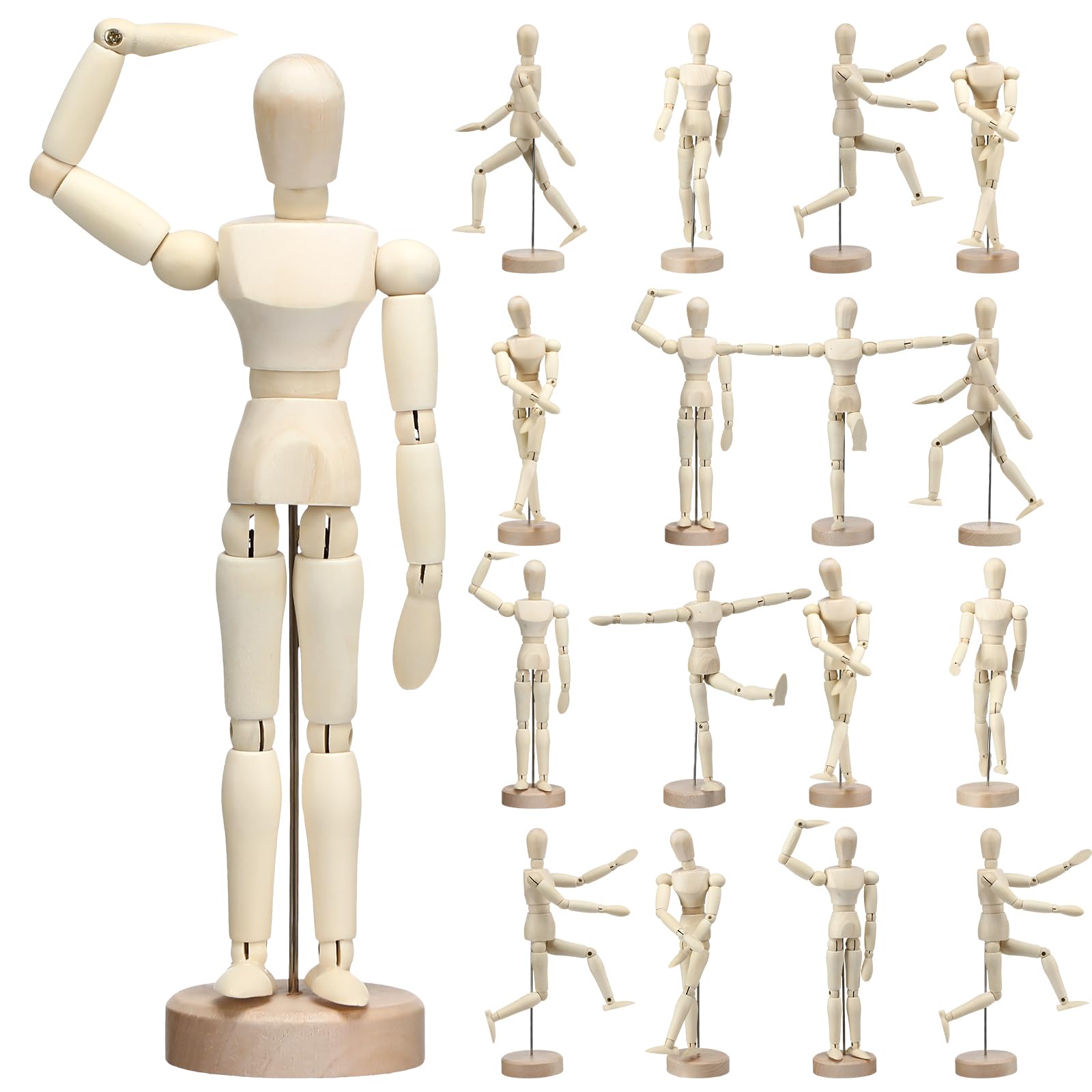 Snapklik.com : 24 Pcs 12 Pcs Artists Wooden Manikin Jointed Mannequin 8 ...