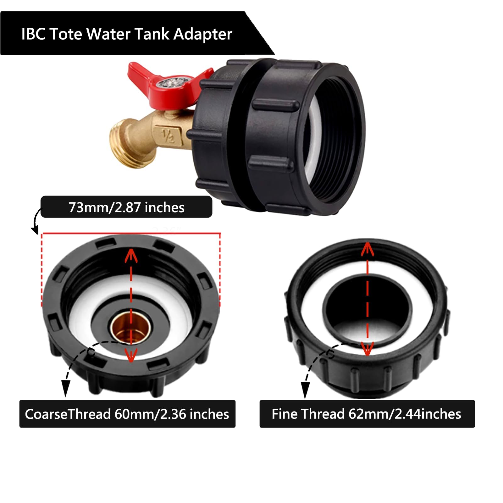 Snapklik.com : IBC Tote Adapter 2.44" Fine Thread Adapter For 275-300 ...