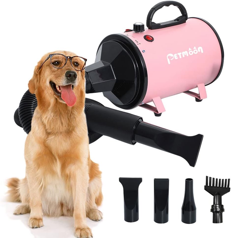 Amazon | Petmoon ペットドライヤー ペットヘアードライヤー ブロワー 無段階速度制御 送風機 4つのノズル付き 家庭用 風速、温度調整可能 強いブロー力 騒音低減 100V ...