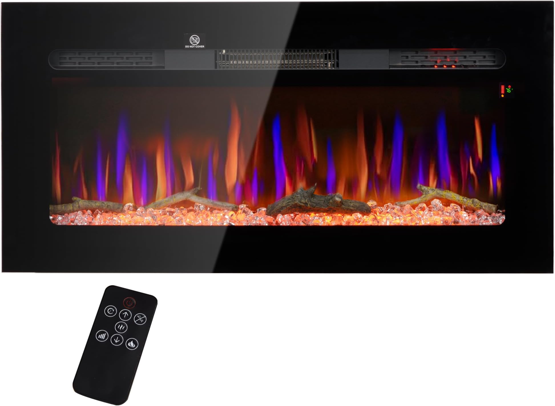 Amazon.com: HOMCOM 36" Electric Fireplace Recessed and Wall Mounted ...