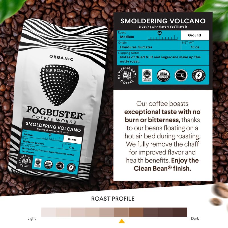 Fogbuster Coffee Works, Smoldering Volcano Café molido de 10 onzas ...
