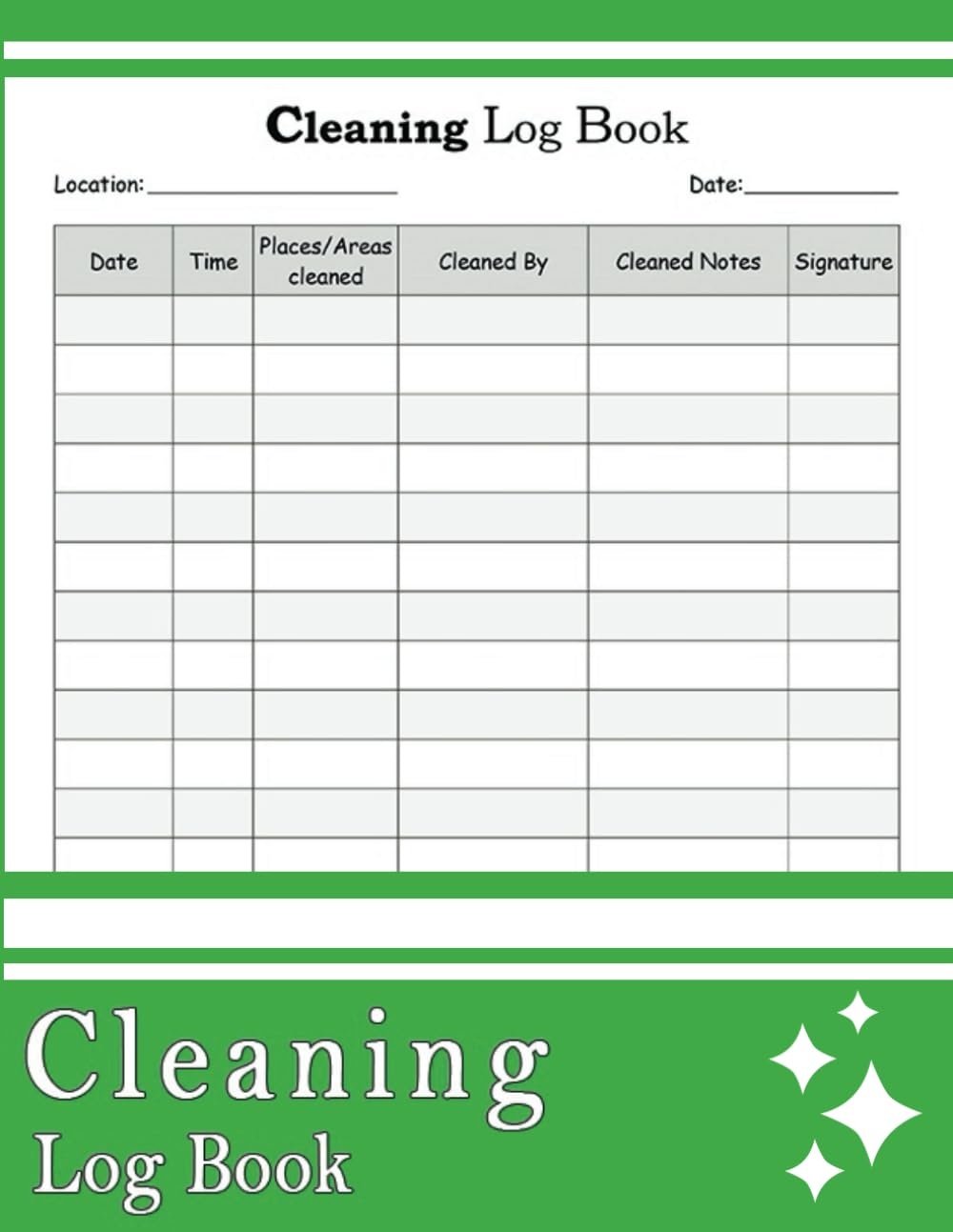 Cleaning Log Book: Daily Cleaning Checklist For Home, Offices, Hotels ...