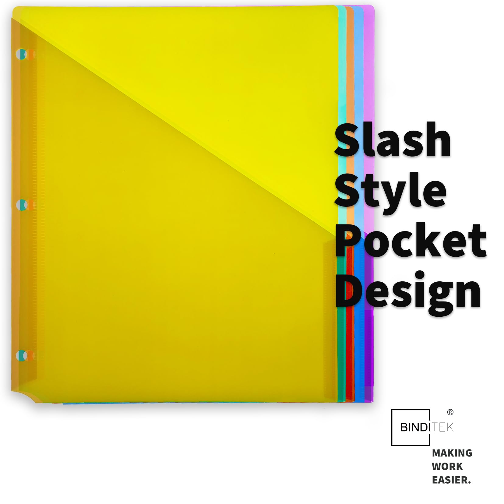 Snapklik.com : Binditek 10 Pack Poly Slash File Jackets For 3 Ring Binder