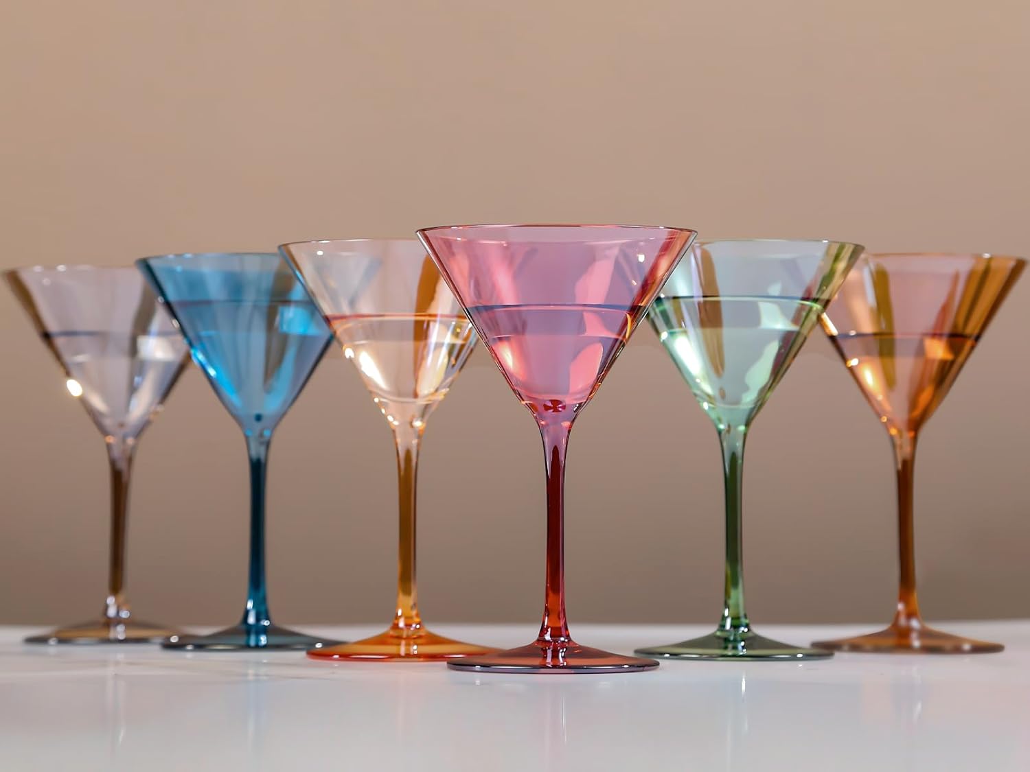 Physkoa Lot de 6 verres à martini colorés - Verres à cocktail colorés ...