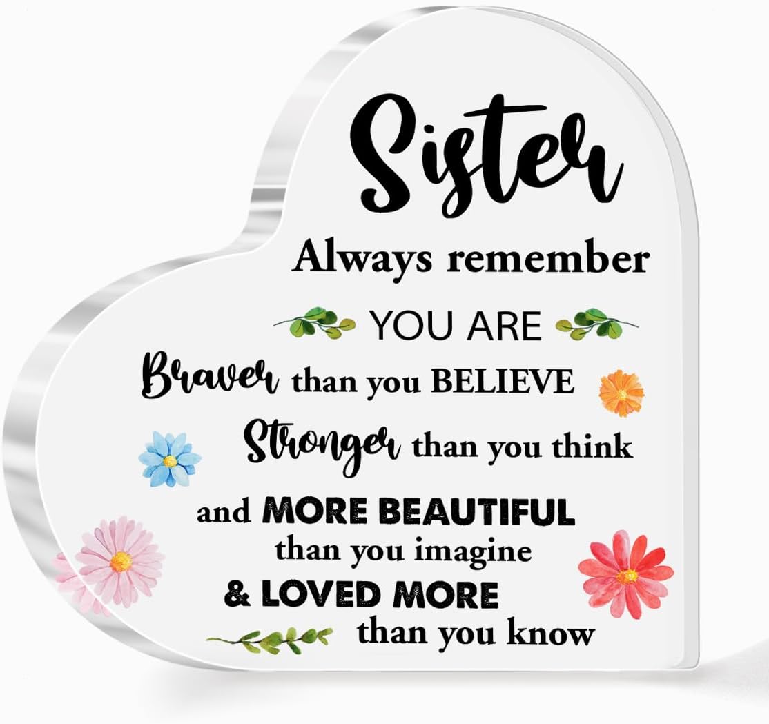 Amazon.com: Sisters Gift Set: Inspirational Sister Love Floral Acrylic ...