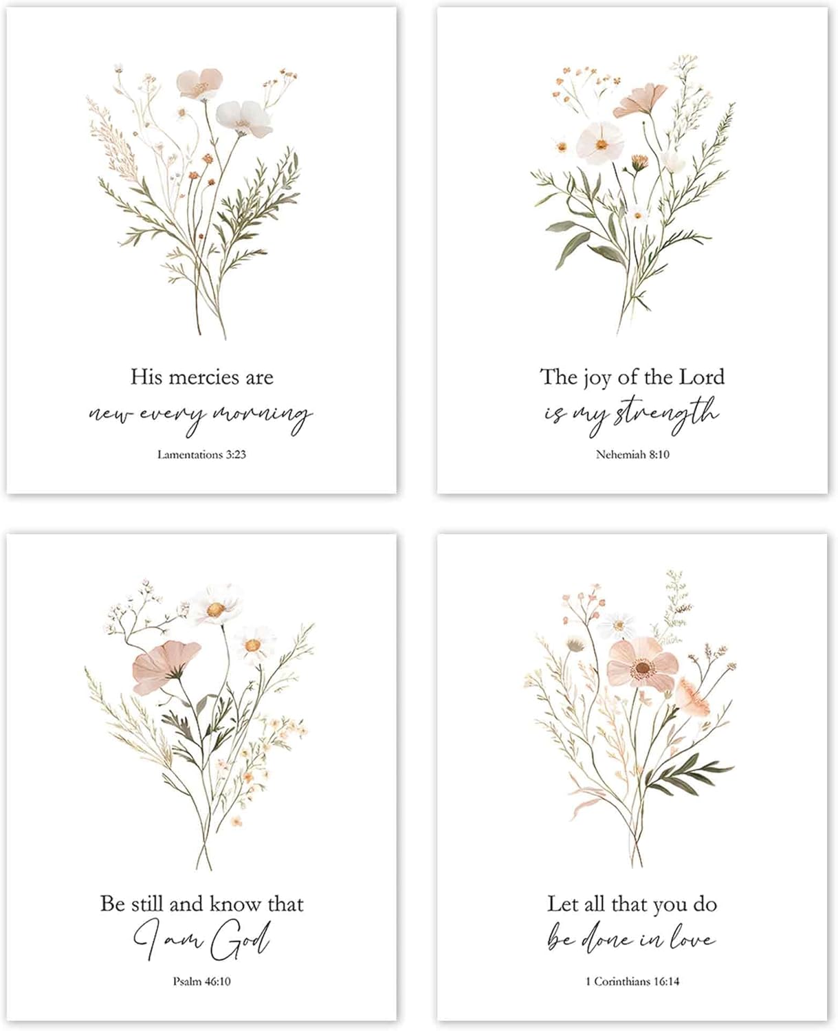 Amazon.com: TLESKE Floral Botanical Christian Bible Verse Posters ...