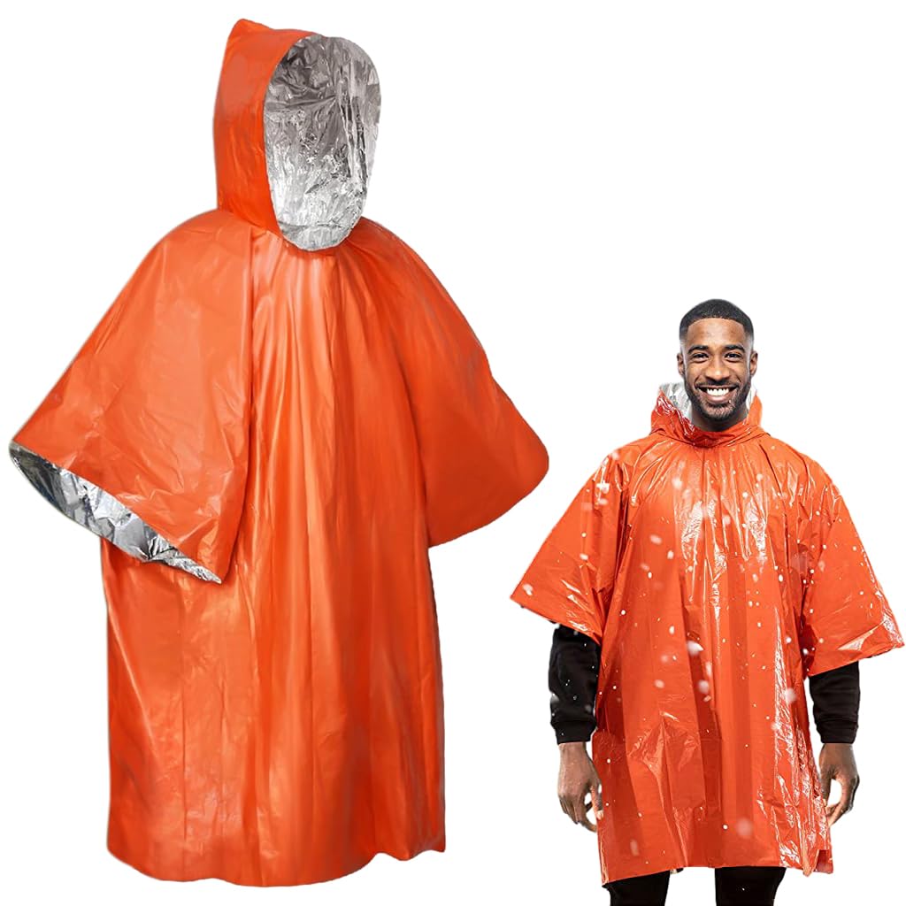 Optifit® Emergency Rain Poncho Reversible Rain Coat for Adult Bright ...