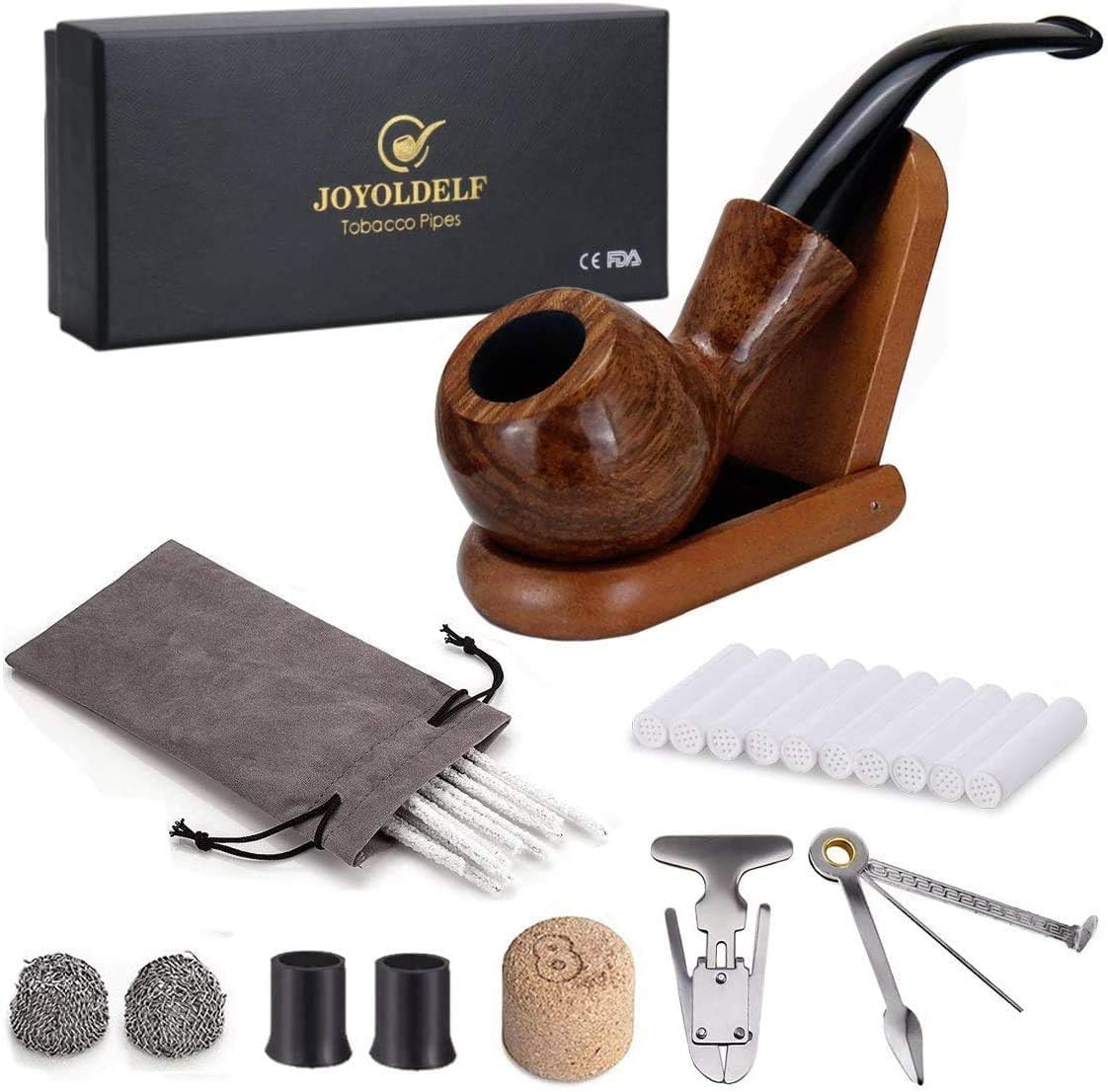 Roseholz Tabak Pfeifen Set, Pfeife mit Holz pfeifenständer : Amazon.de ...