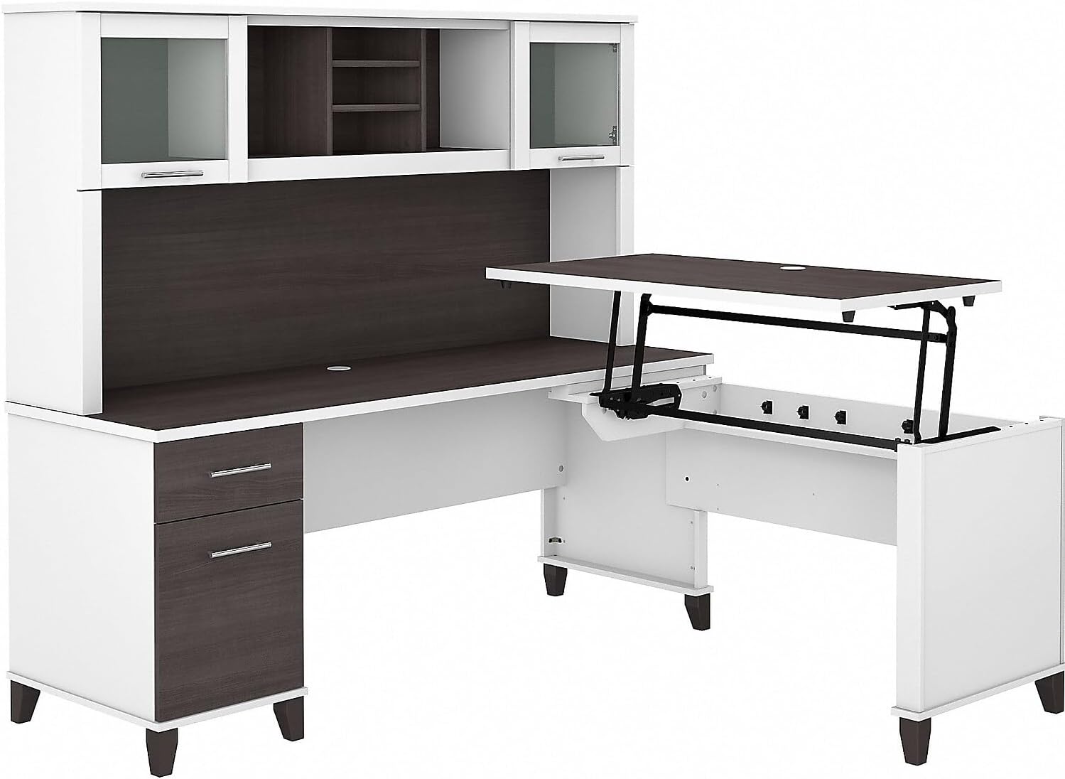 Amazon.com: Bush Furniture Somerset 72W 3 Position Sit to Stand L ...