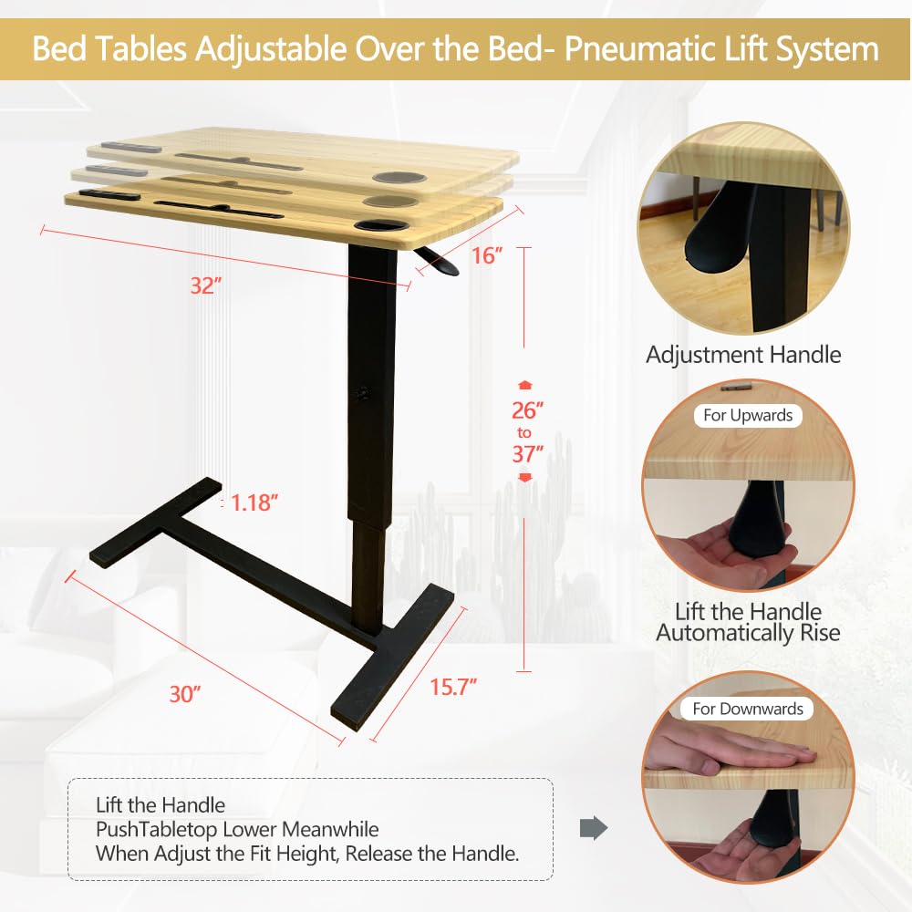 Snapklik.com : BeGyoku Overbed Table,Hospital Bed Table,Pneumatic Bed ...