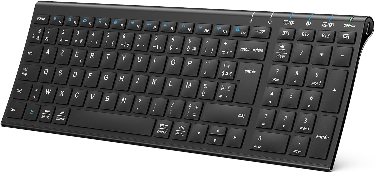 iClever Clavier Bluetooth pour Mac, Clavier sans Fil Ultra-Mince et Rechargeable Multi ...