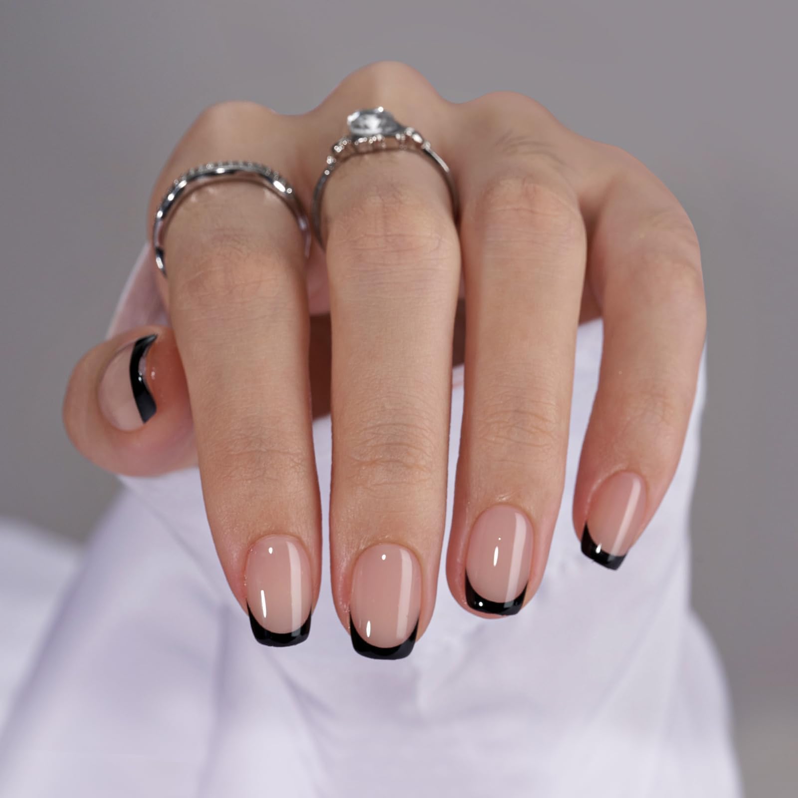 Amazon.com: French Tip Press On Nails - BTArtbox Jelly Square Fake ...