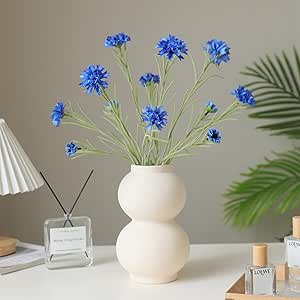 Amazon.com: 4Pcs 27.56" Blue Artificial Cornflower Stems Chrysanthemum ...