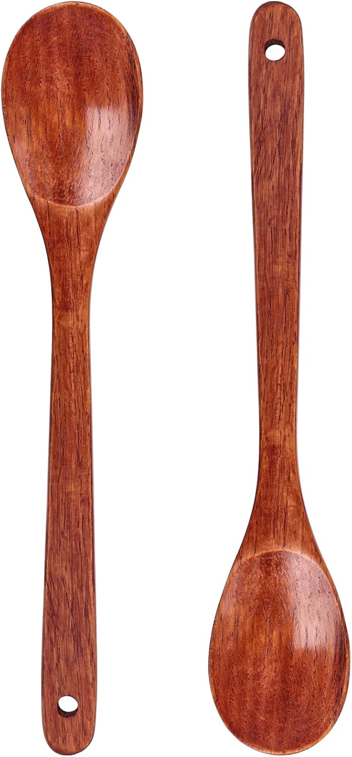 Amazon.com: HAKSEN 2PCS Wooden Cooking Spoons, 14inch Wood Kitchen ...