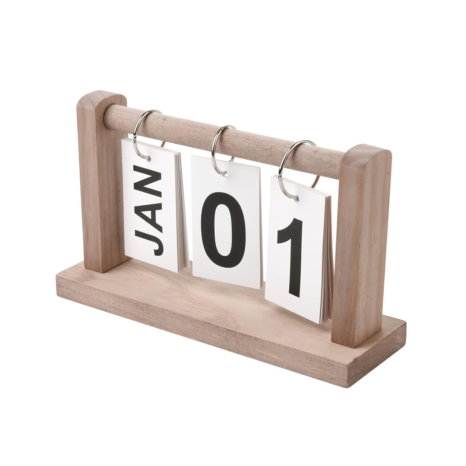 Wooden Perpetual Desk Calendar,Vintage Flip Desktop Calender,Brown ...
