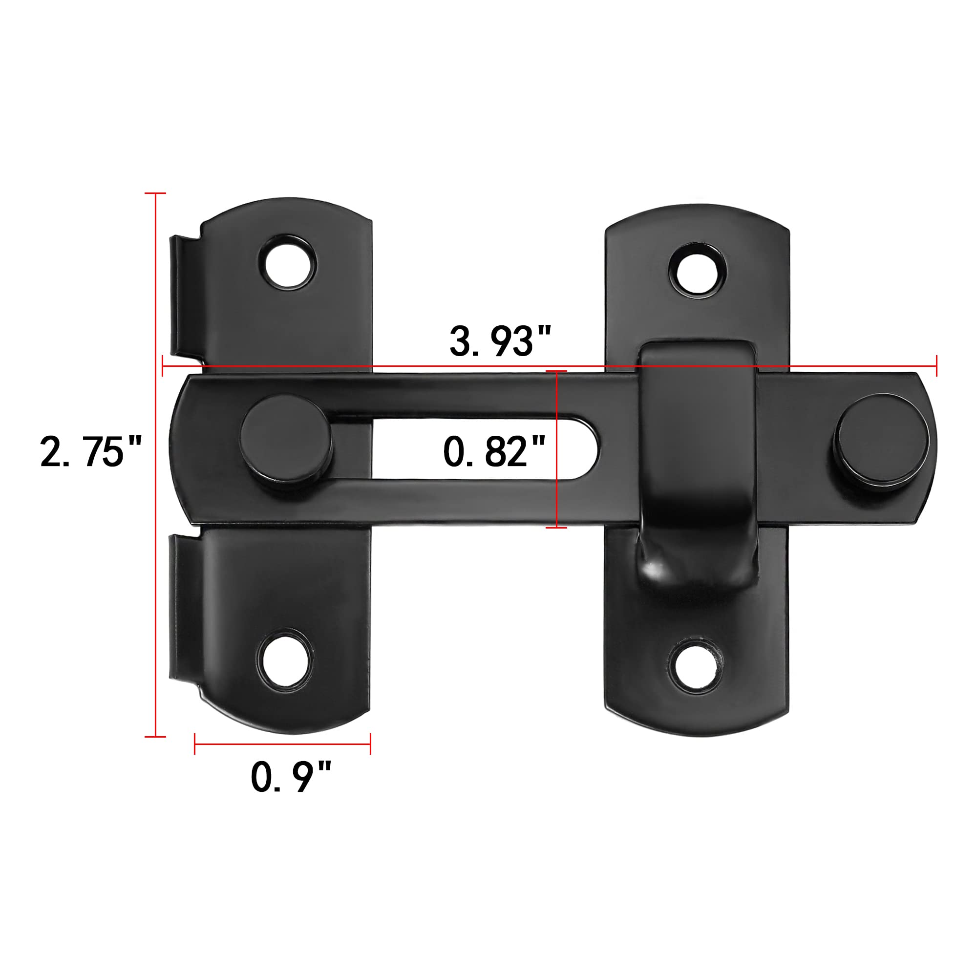 INIRET 4 Packs Barn Door Latchesï¼Œ3.93â€? x 2.75â€? Black Stainless ...