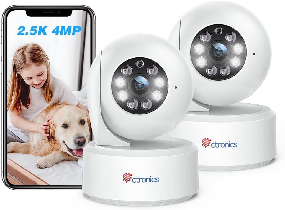 Ctronics 2.5K 4MP PTZ Caméra Surveillance WiFi Intérieur 2,4/5Ghz WiFi ...