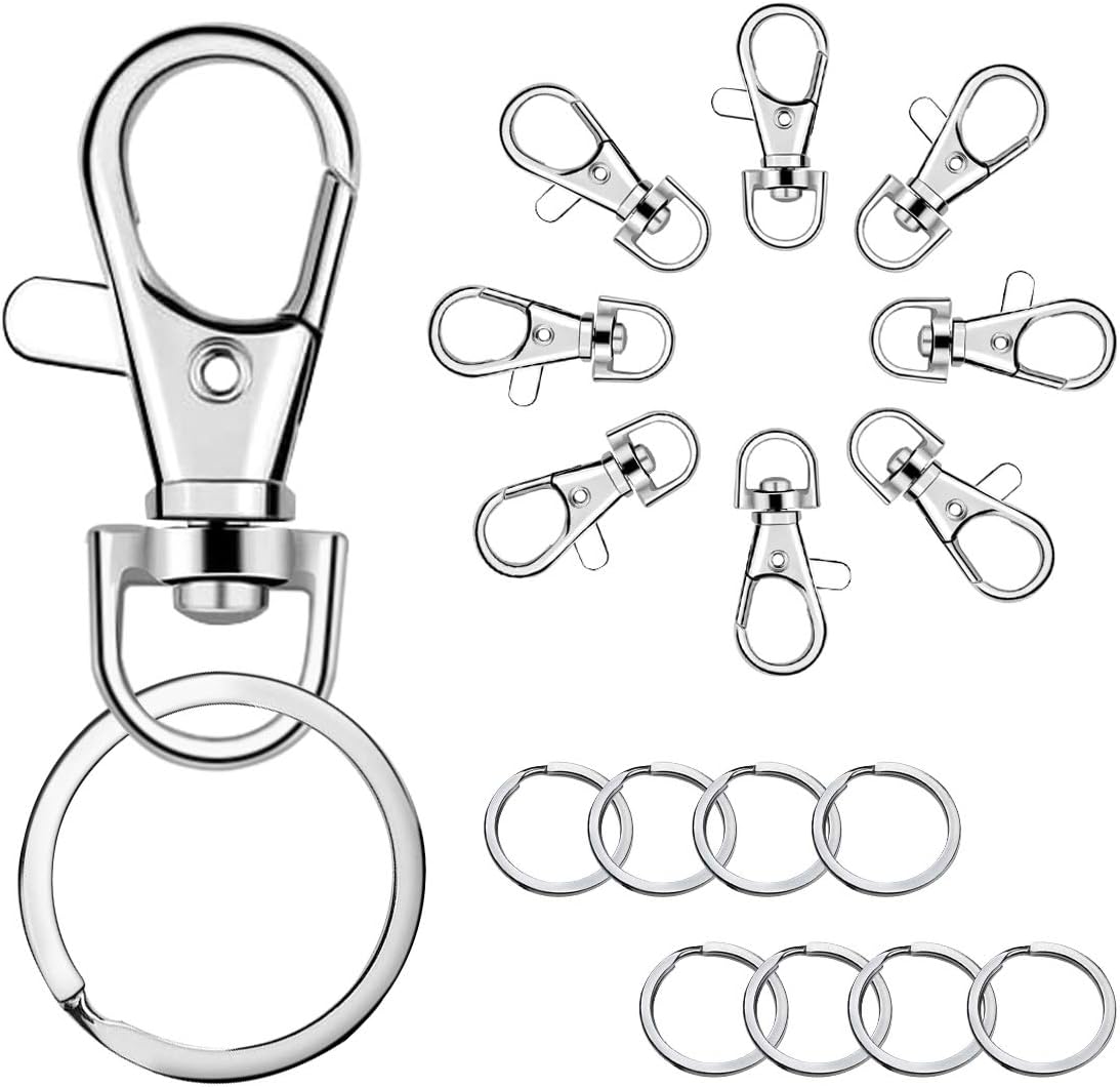 Segauin 100 Pcs Premium Swivel Snap Hooks with Key Rings,Metal Lanyard ...