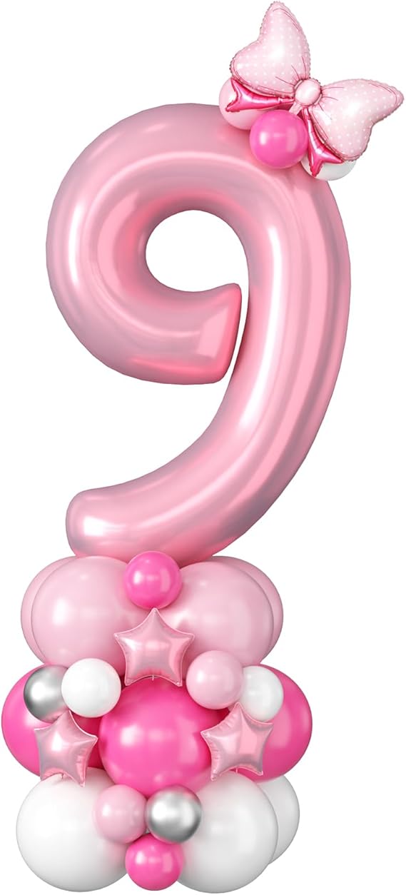 Amazon.com: 40 Inch Pink Number 9 Balloon for 9th Birthday Decoration ...