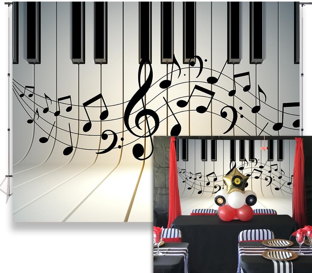 Amazon.com : EMDSPR Piano Backdrop, 7x5ft, Piano Keyboard Golden ...