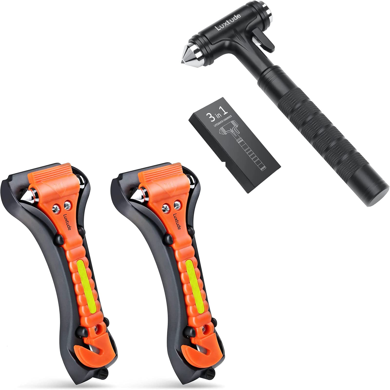 Amazon.com: Luxtude Car Window Breaker （2 Pack 2-in-1）& an All Metal ...
