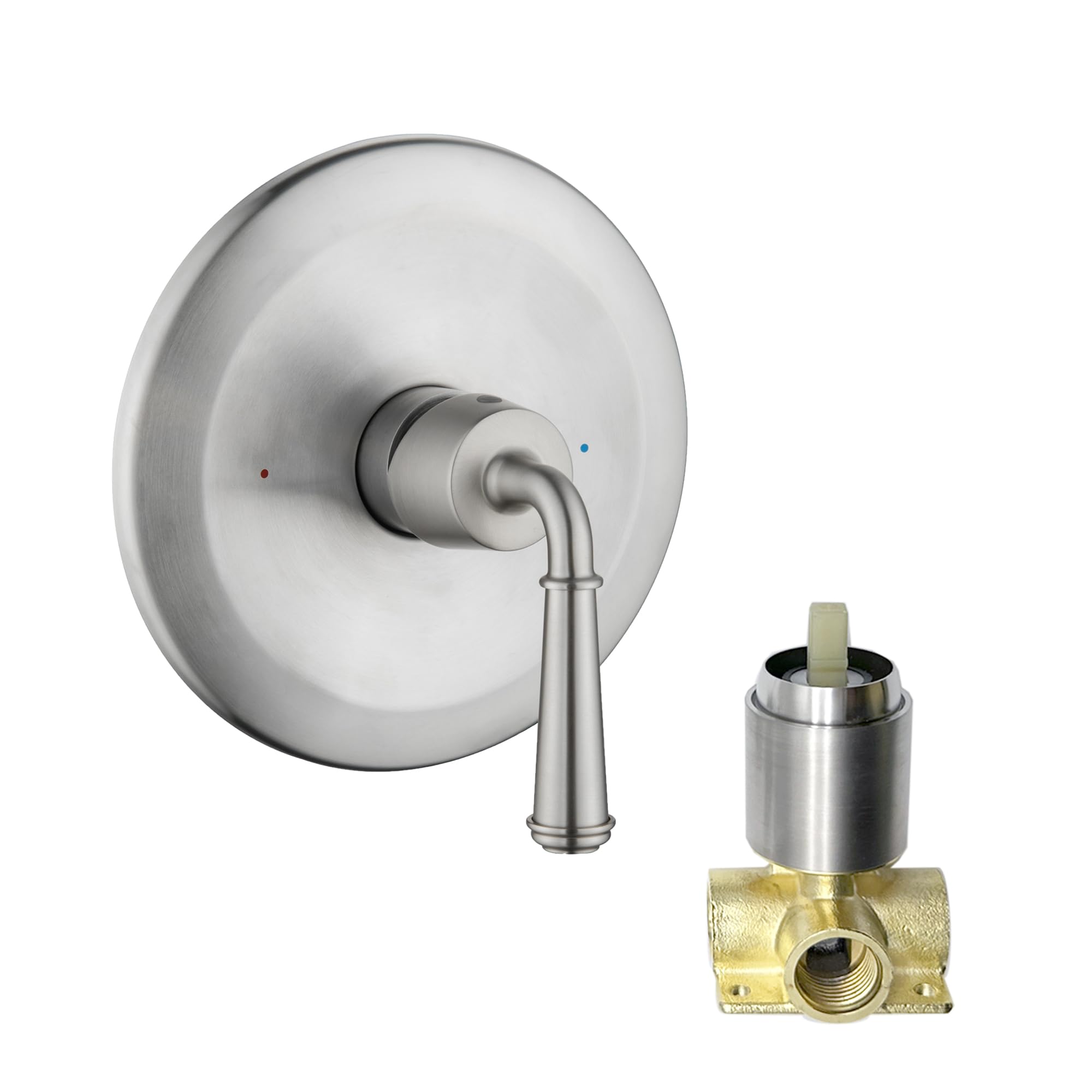 BEIYI Shower Handle Valve, Single Function Round Shower Mixer Valve and ...