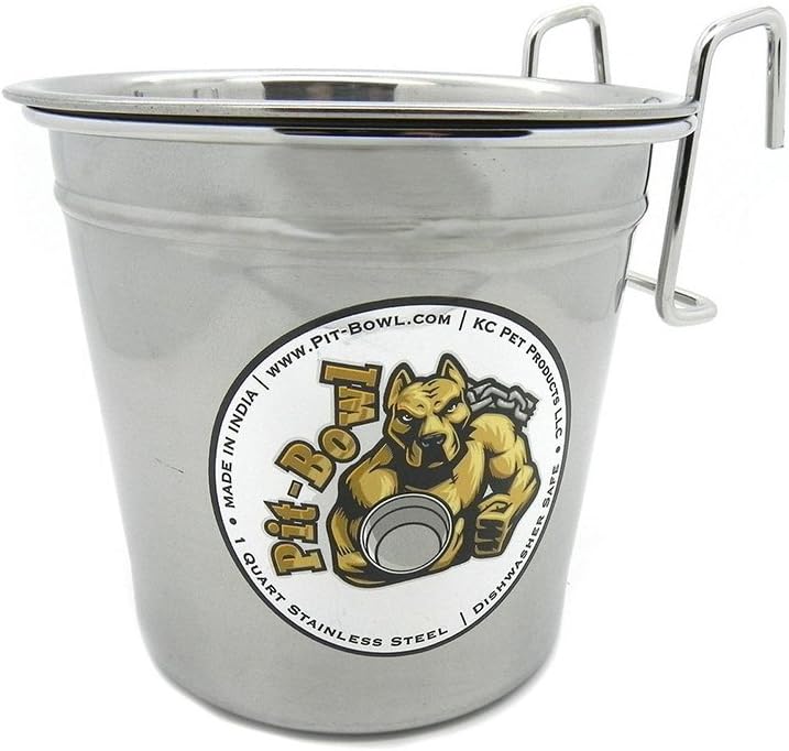 Pet Supplies : Pit-Bowl Stainless Steel Hook-on, Dog Crate Water Bowl ...