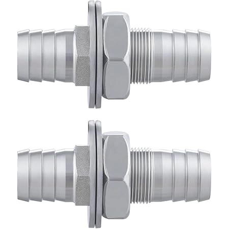 Amazon.com: Enoch's Land 1/4" Hose Barb Thru-Bulk Bulkhead Fitting,304 ...