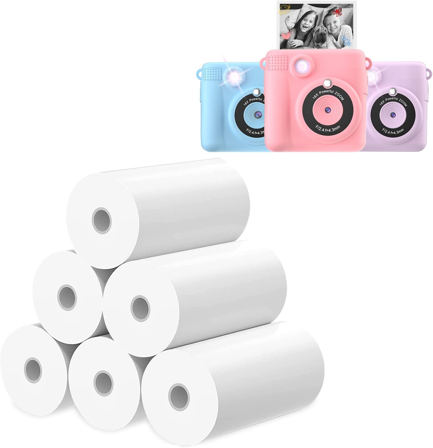 OPERHOO 6 Rolls Kids Camera Print Paper, Zero Ink Refill for Kids ...