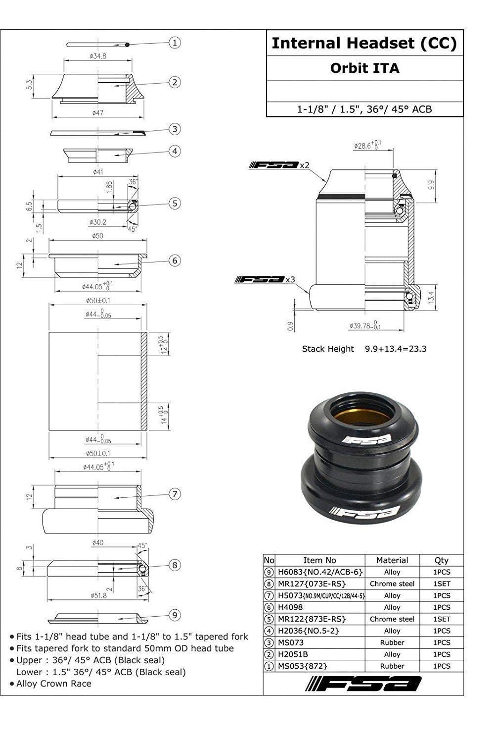 Amazon.co.jp: FSA Orbit ITA 1-1/8