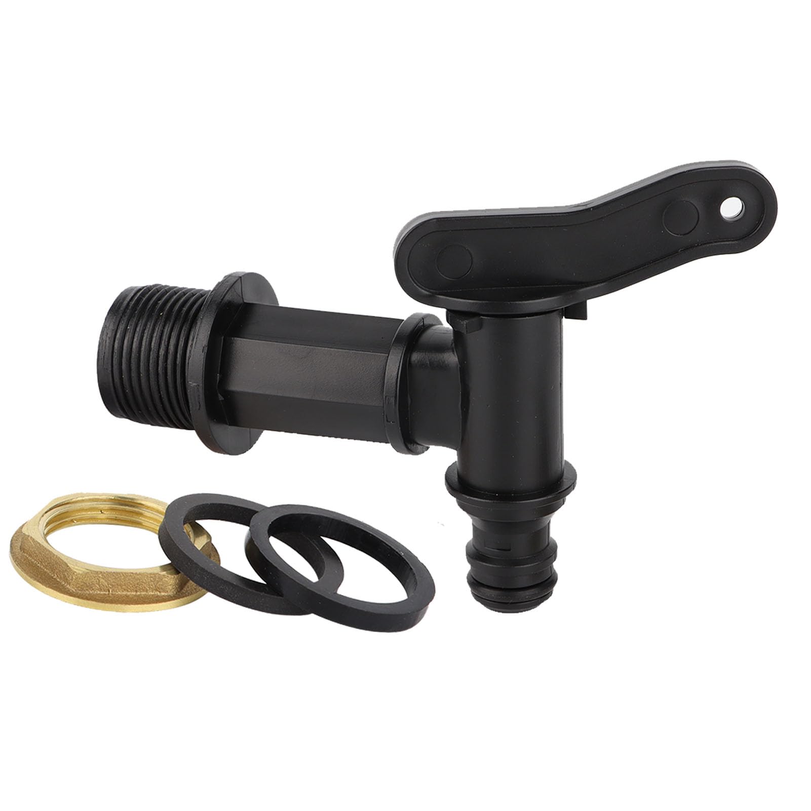 Plastic Water Butt Tap with Brass Nut, 3/4" Thread Water Butt Tap for Storage Tank, Rain Water ...
