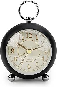 Small Bedside Clocks,Hanging Ring Metal Alarm Clock Study Desktop Desk ...